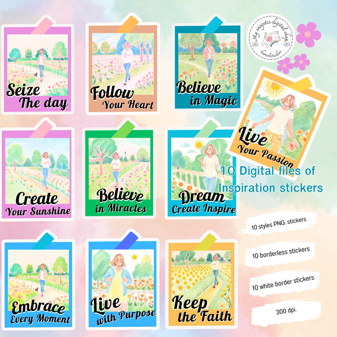 Positive Sticker Note With Inspirational Png, Mental Health Png, Print ...