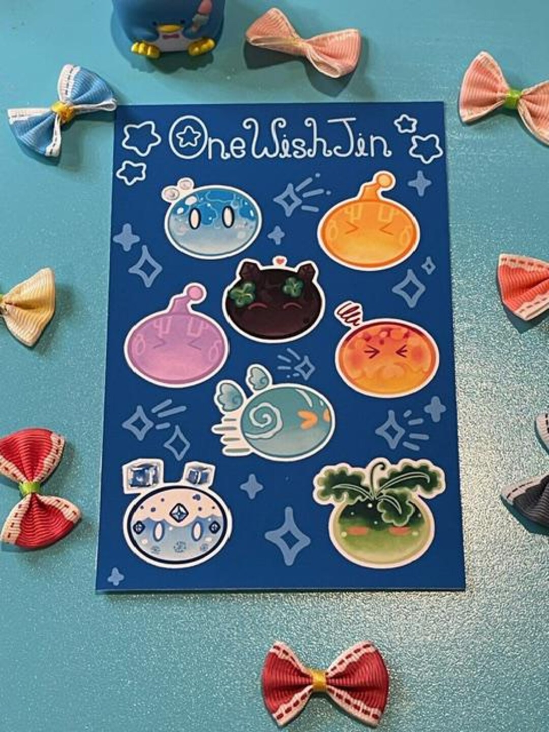 Genshin Slime Sticker Sheets Kawaii Genshin Slimes Vinyl With Matte ...