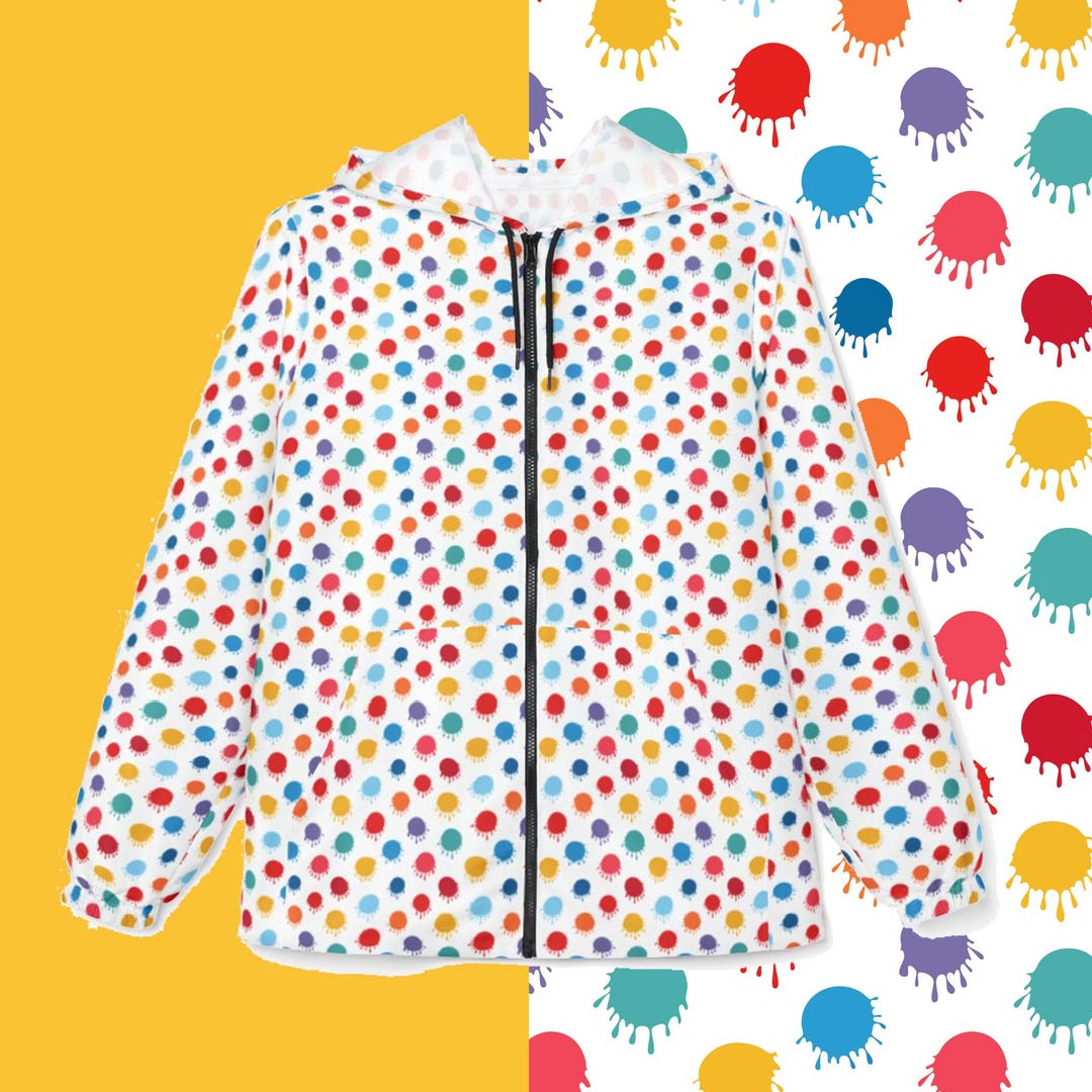 Color Splash Windbreaker Jacket, Colorful Abstract Print, Lightweight ...