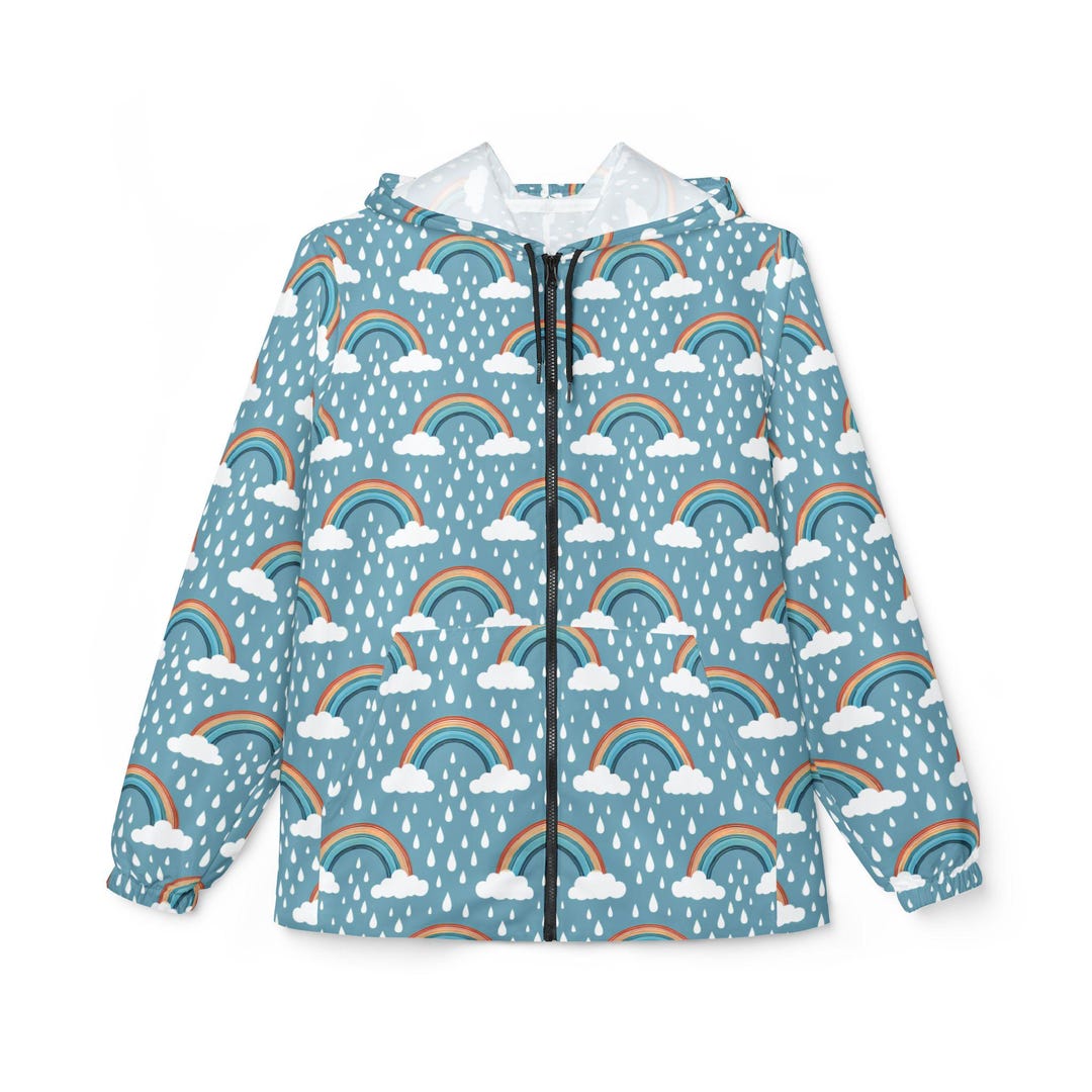 Colorful Rainbow Windbreaker Jacket - Trendy Outerwear for Rainy Days ...