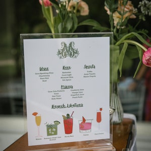 CUSTOM Wedding Drink Menu - Etsy