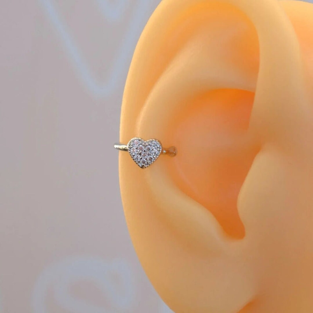 Mini Heart Ear Cuff Compression Cartilage Earrings - Etsy