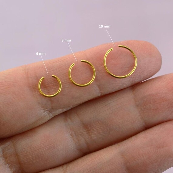 Nose Ring Nose Piercing Mini Ring Septum Ring Septum Piercing Gold Silver Hologram Black 8 mm 10 mm