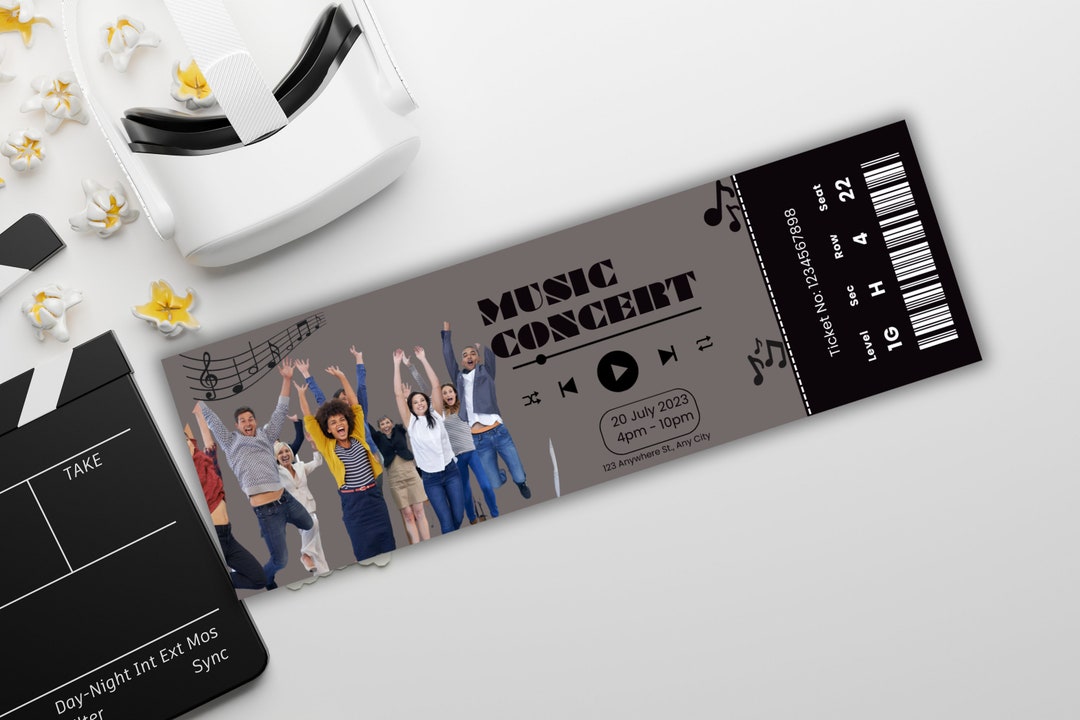 Editable Music Concert Ticket Template, Printable Music Event Ticket ...