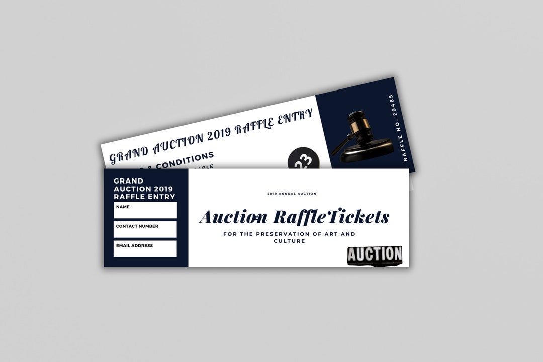 Editable Auction Raffle Ticket, Ticket Template, Bidding Ticket ...