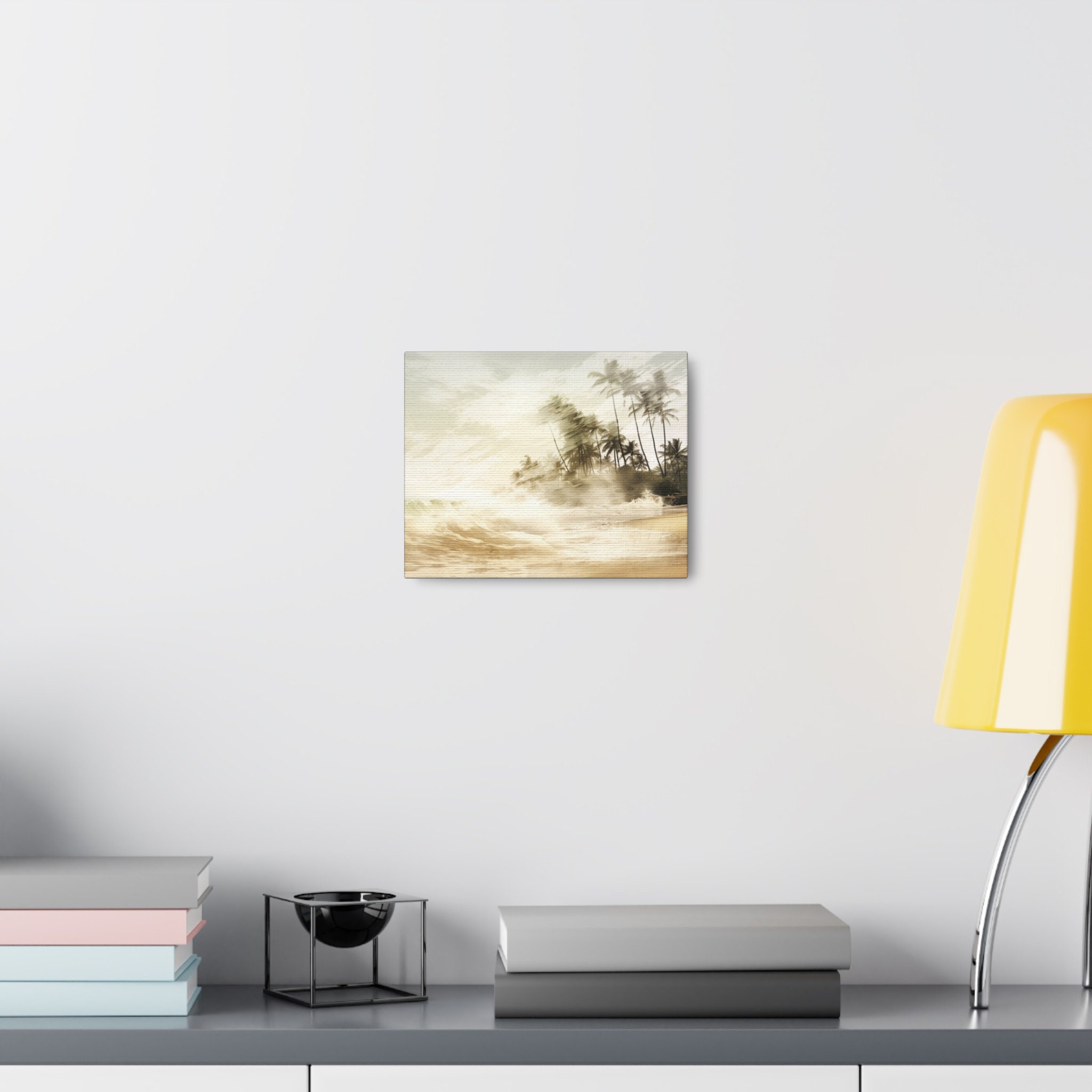 Nancy Scott A Beach Scene With Palm Trees Sand and Waves Crashing ...