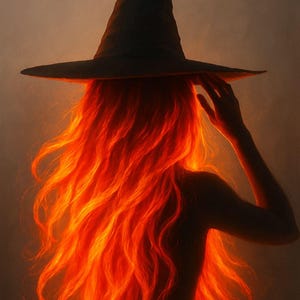 Witch With Fire Digital Art Print – Magical Realism Wall Decor ...