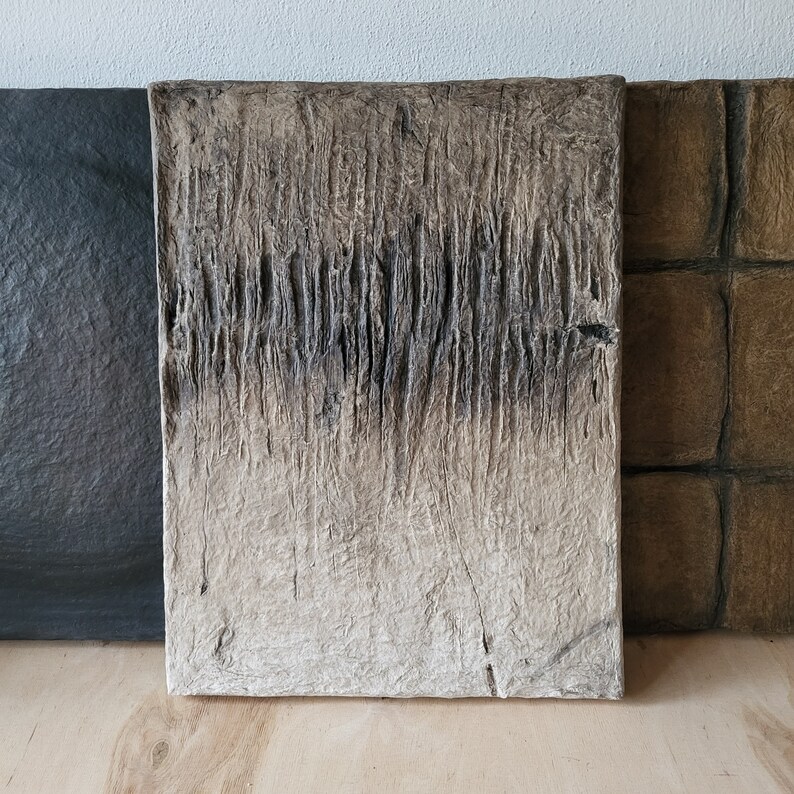 Abstract Structural Wall Art, , Wabi Sabi Paper Mache Clay Canvas ...