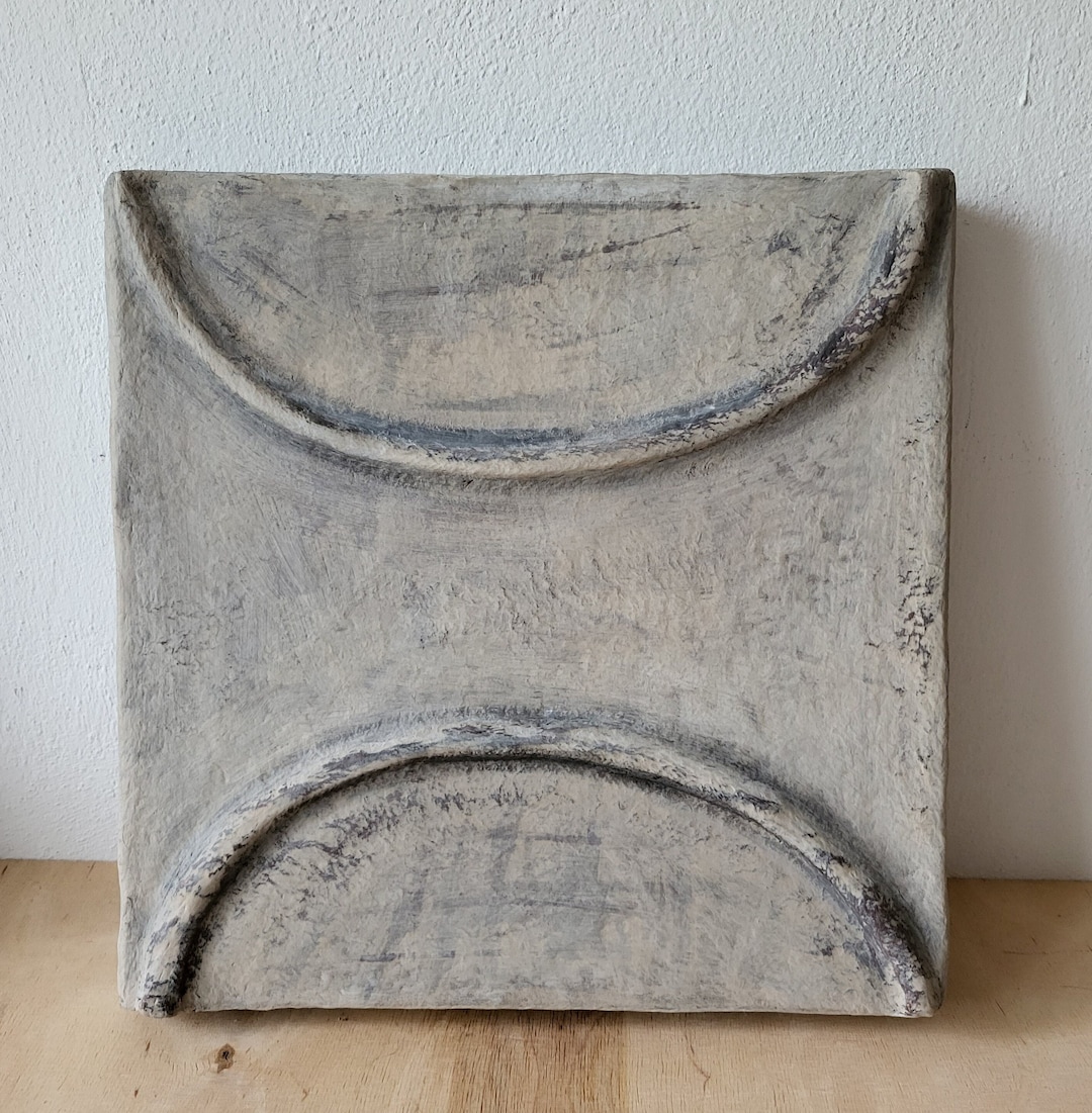 Abstract Structural Wall Art, , Wabi Sabi Paper Mache Clay Canvas ...