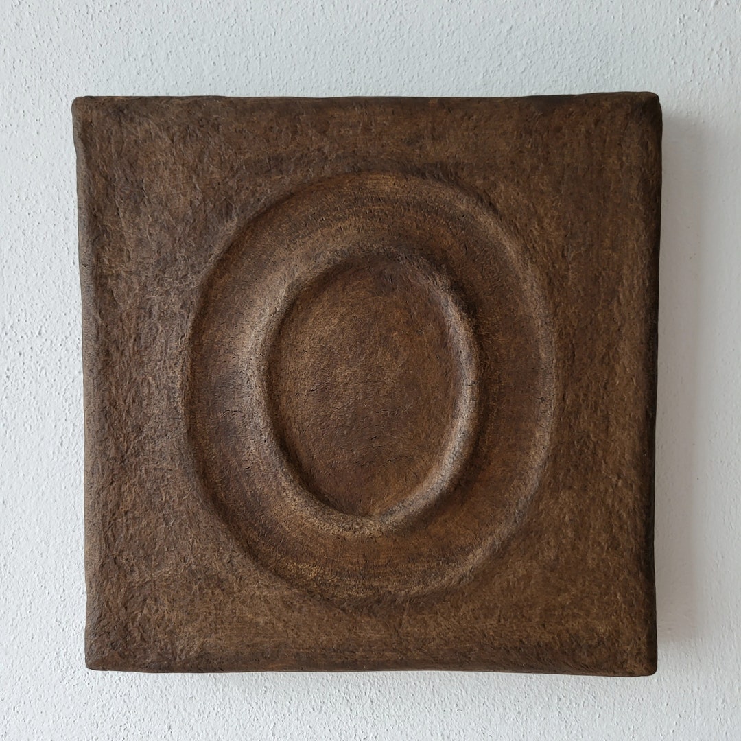 Abstract Structural Wall Art, , Wabi Sabi Paper Mache Clay Canvas ...