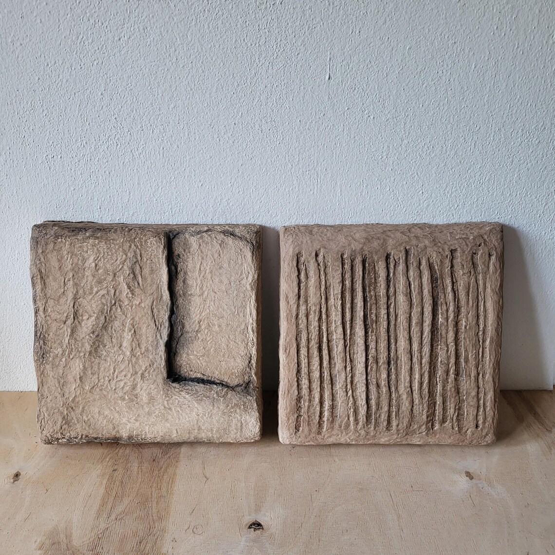 Abstract Structural Wall Art, Wabi Sabi Paper Mache Clay Canvas ...