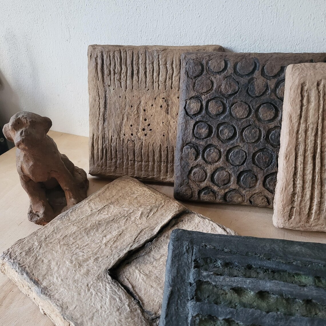 Abstract Structural Wall Art, Wabi Sabi Paper Mache Clay Canvas ...