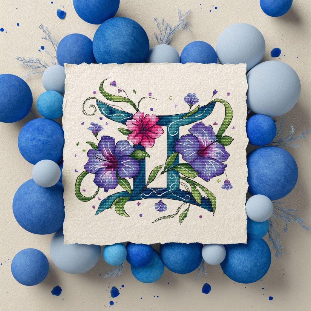 Gemini Zodiac Cross Stitch Pattern: Floral Horoscope Embroidery (PDF ...