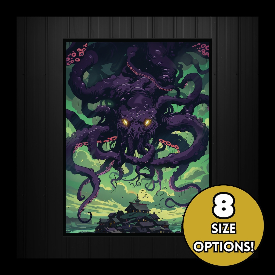 Eldritch Horror Art Print, HP Lovecraft Décor, Monster Rolled Poster ...