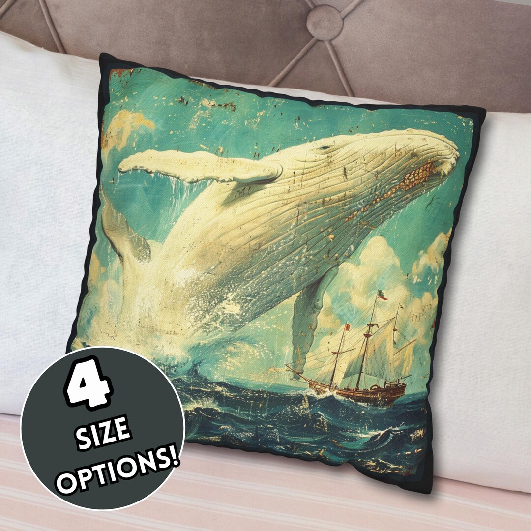 White Humpback Whale Throw Pillow Cover, Whale Nursery Pillowcase ...