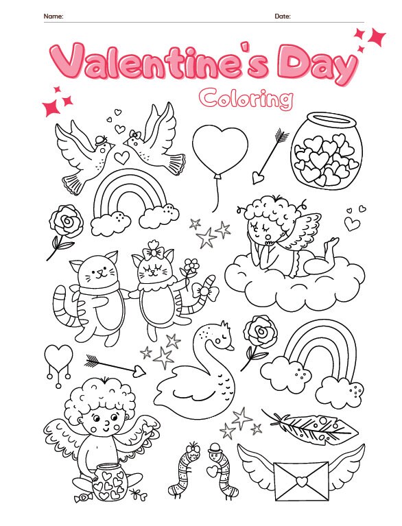 Coloring Book for Kids | Valentine's Day Coloring Book | Worksheet | 20 ...