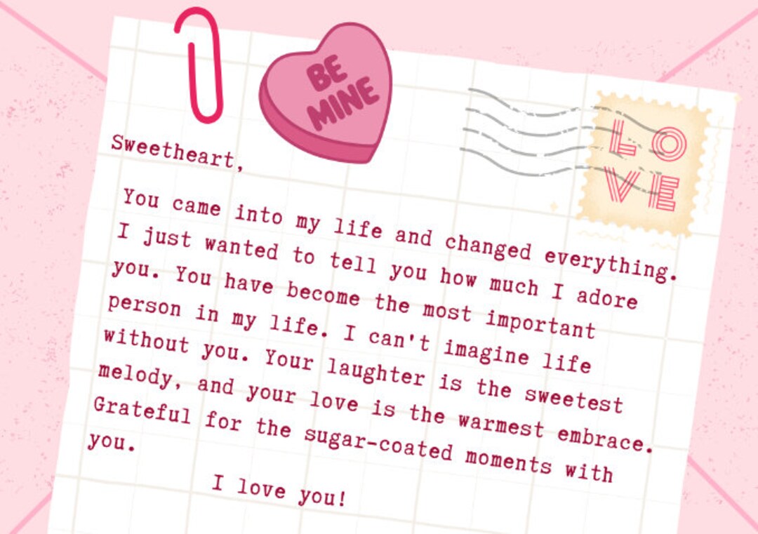 Valentine's Day Love Letter for the Love of Your Life | Printable | 5.8 ...