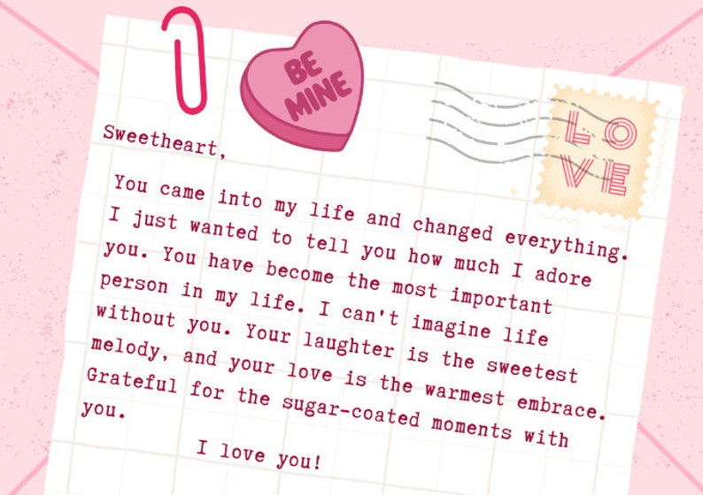 Valentine's Day Love Letter for the Love of Your Life | Printable | 5.8 ...