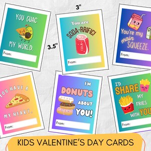 6 Printable Food Valentines Day Cards, Kids Valentines Day Cards, Food ...