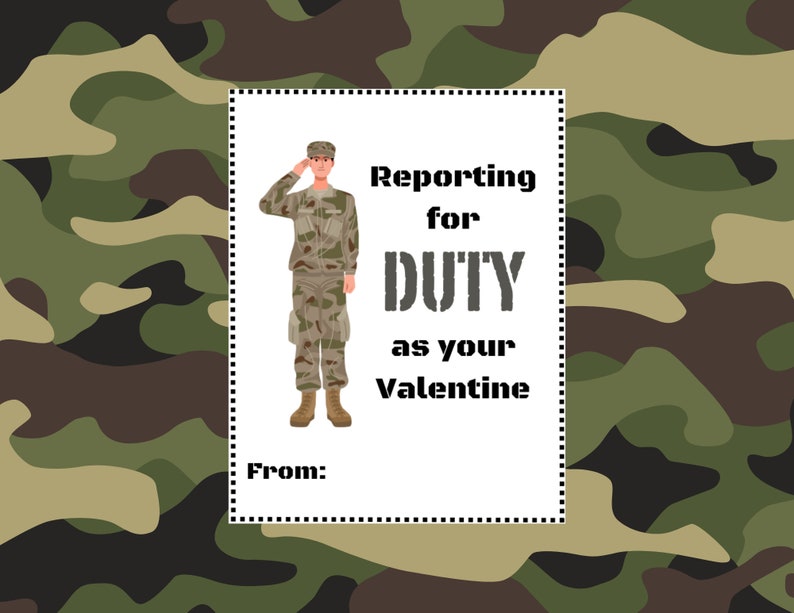 Printable Army Valentines Day Cards, Kids Soldier Valentines Day Cards ...