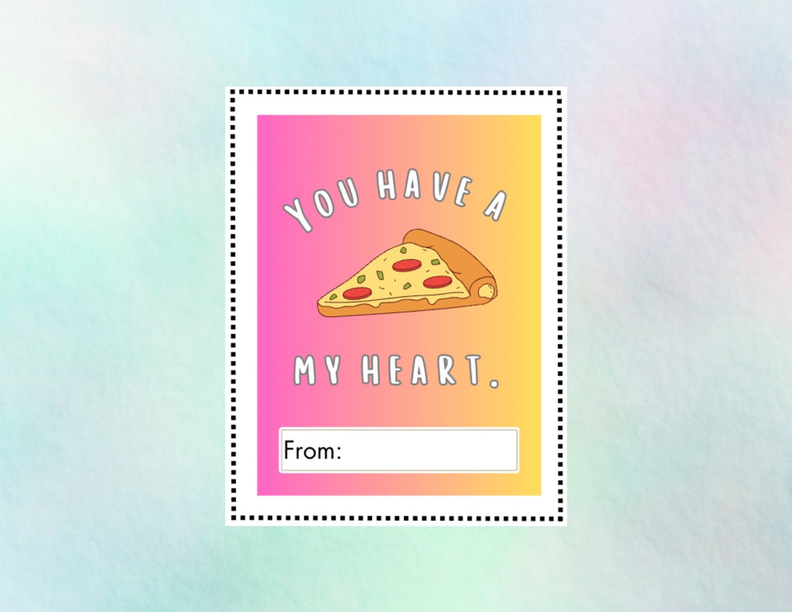 6 Printable Food Valentines Day Cards, Kids Valentines Day Cards, Food ...