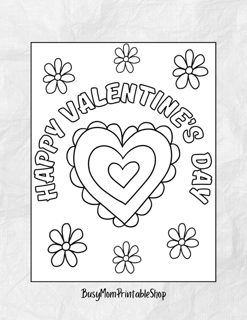 5 Printable Valentine's Day Coloring Pages, Instant Download Coloring ...