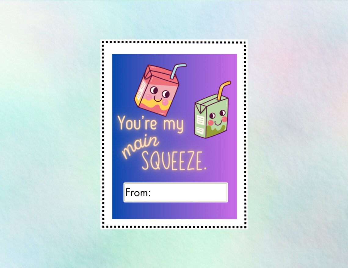 6 Printable Food Valentines Day Cards, Kids Valentines Day Cards, Food ...