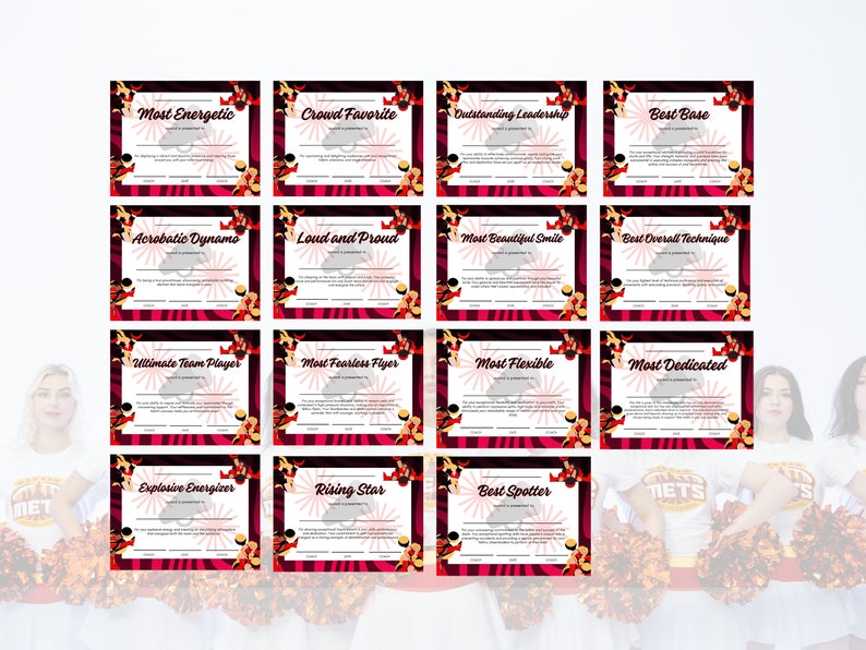 CANVA EDITABLE TEMPLATE Cheer Certificates for Kids Red and Black Cheer ...