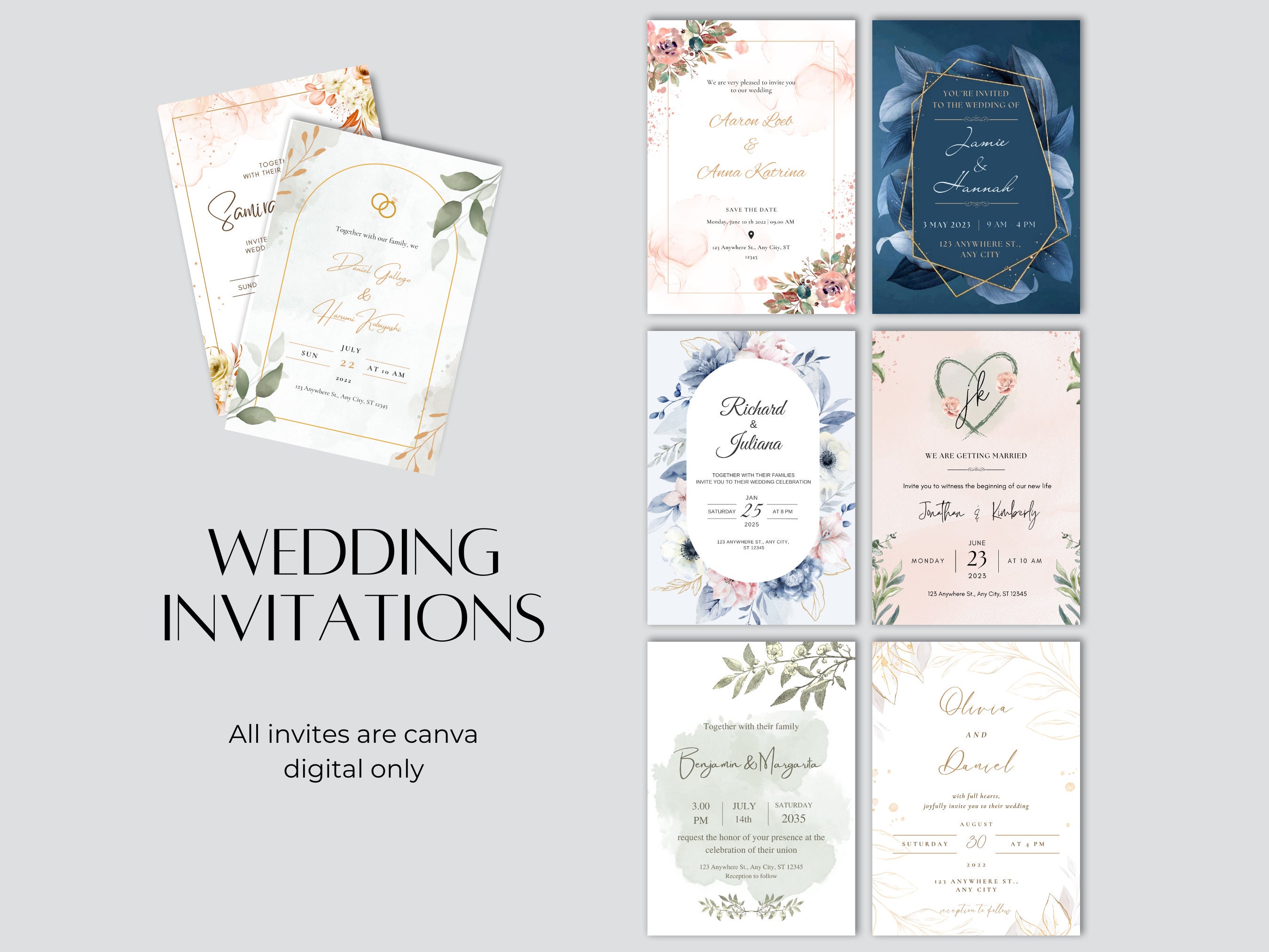 Canva Template Wedding Invitations - Etsy