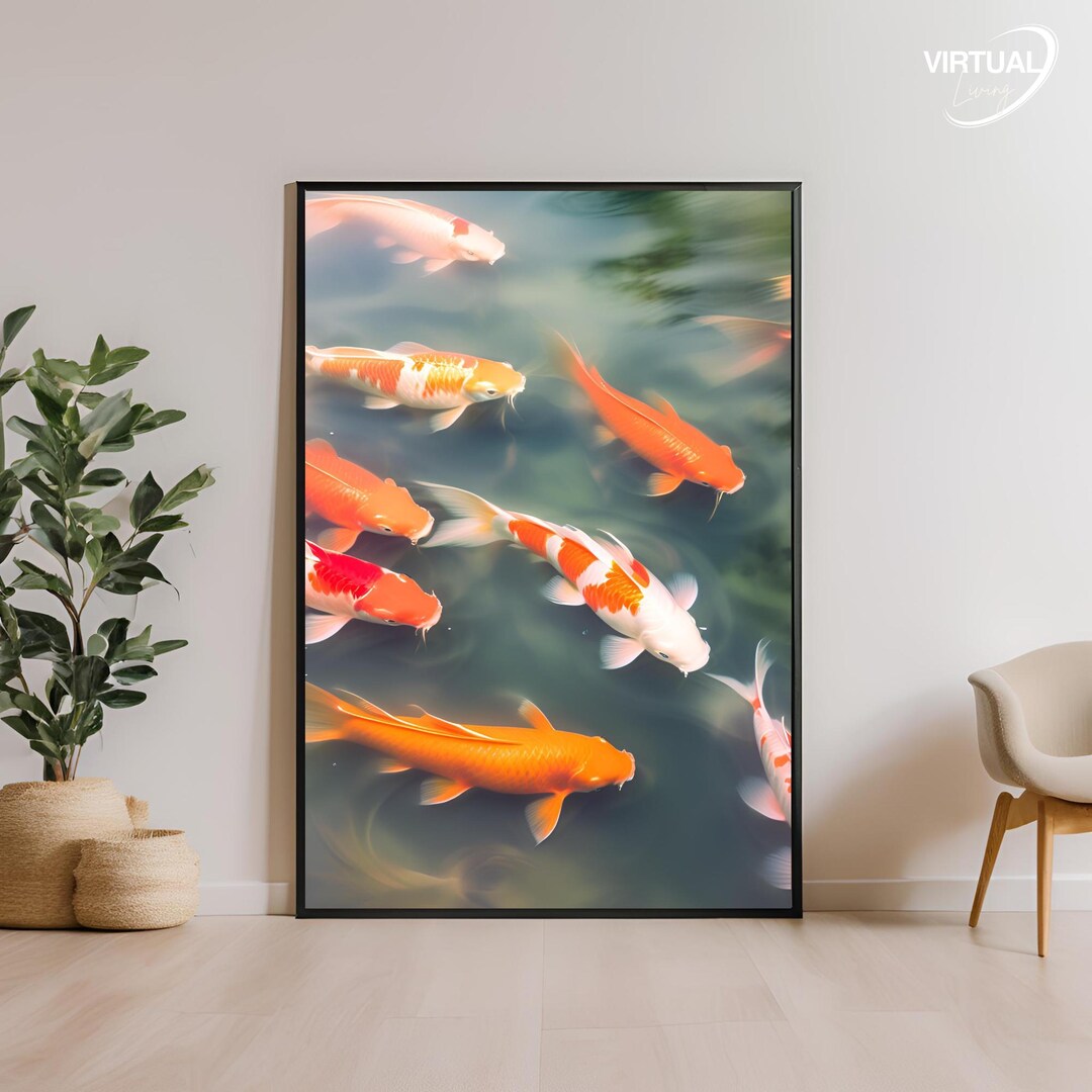 Japanese Koi Fish Poster| Vibrant Fish Art| Coastal Printable Art| Koi Fish Japanese Wall Art ...