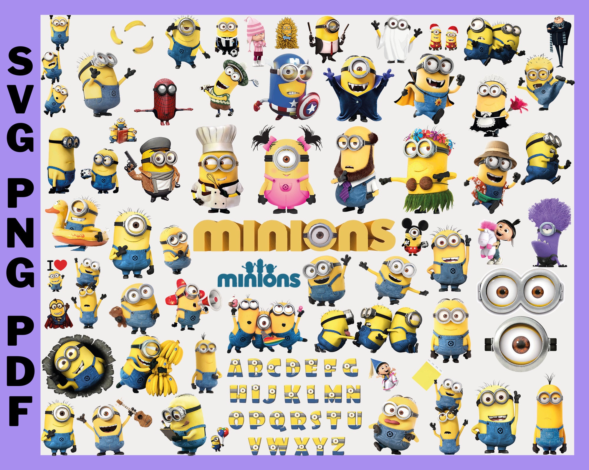 600 Minions Cut Files , Svg,png,pdf Minions Ciricut Files , Minions ...