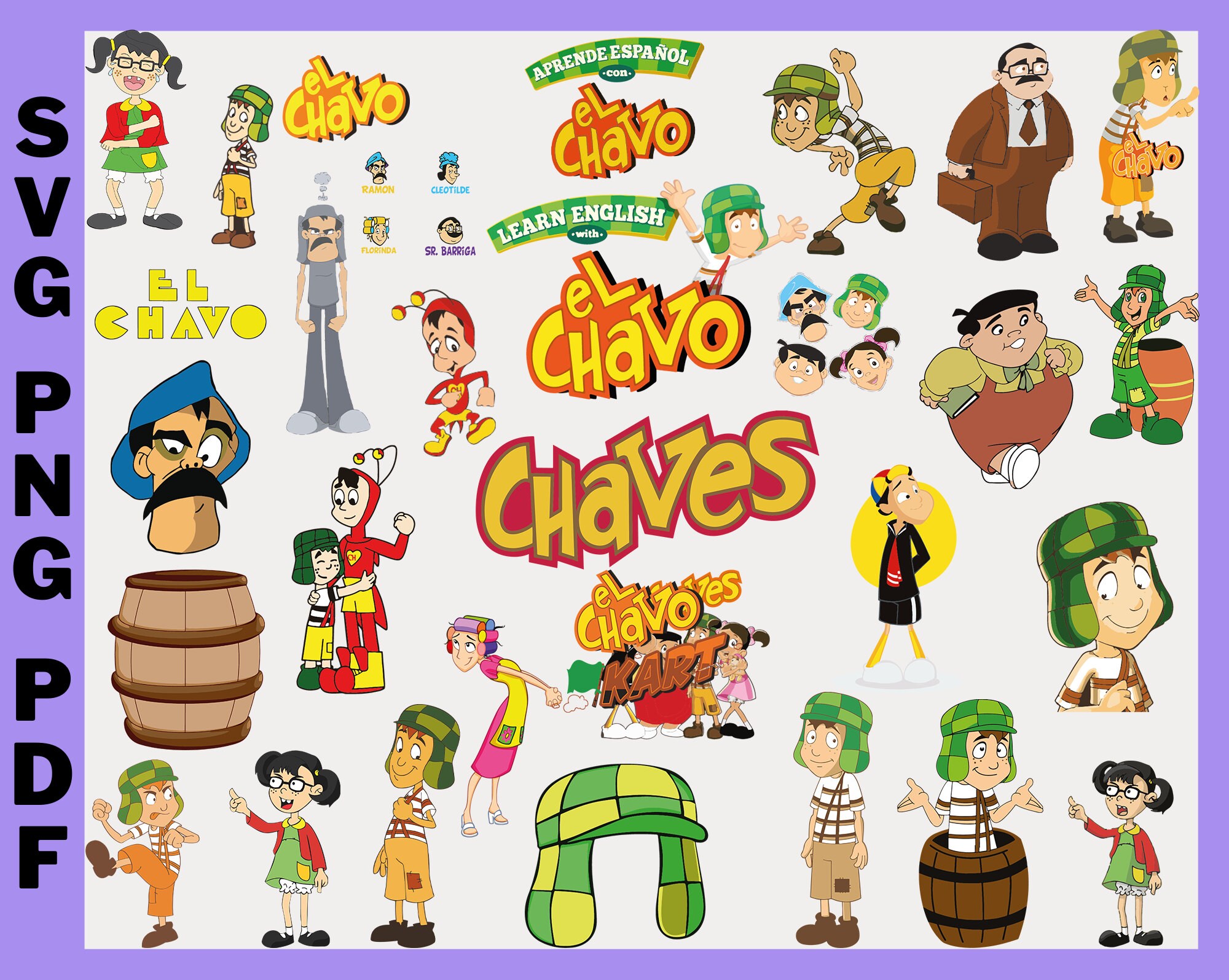 El Chavo Del Ocho Clipart Bundle, Svg Cut Files for Cricut, Silhouette ...
