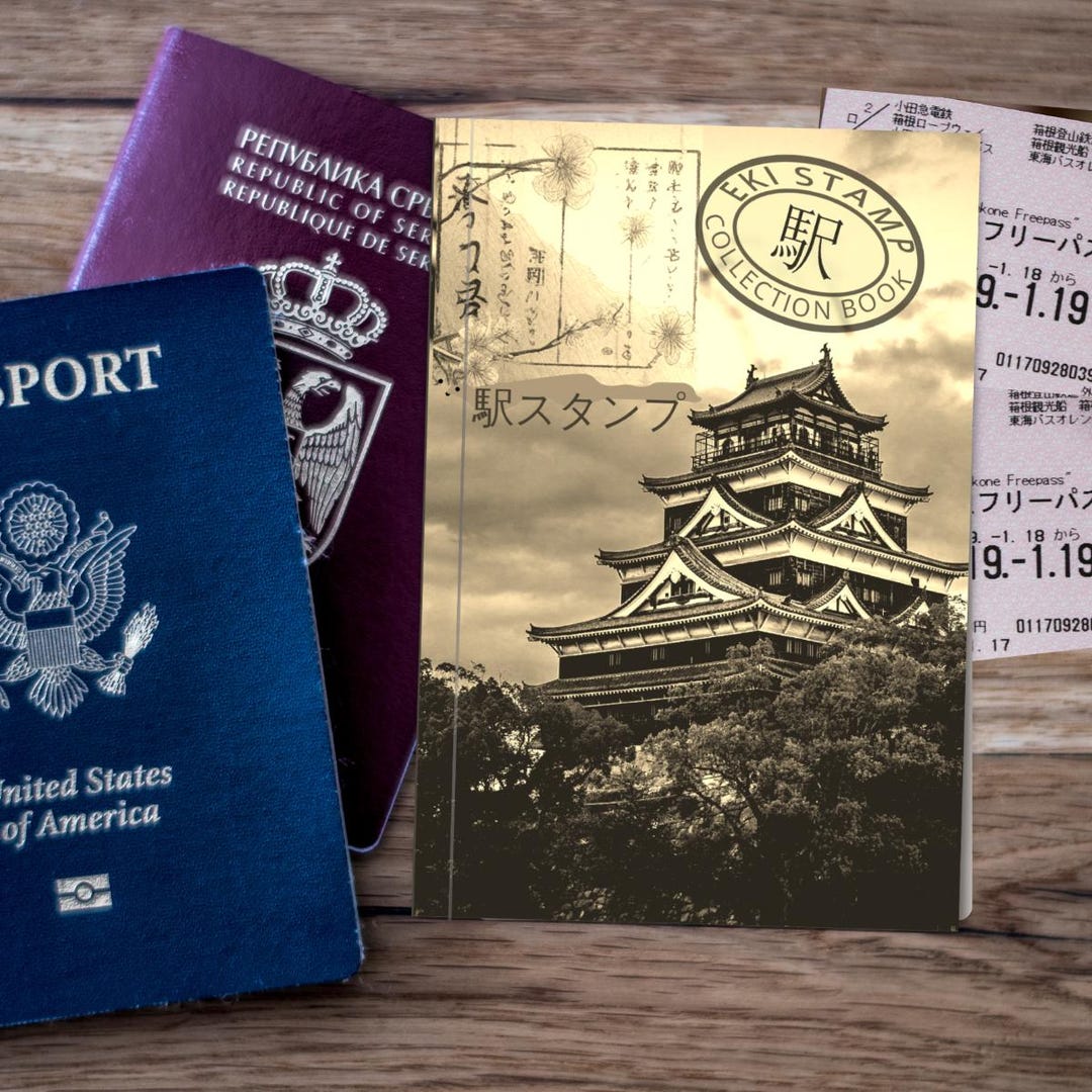 Japan EKI Stamp Collecting Notebook & Travel Journal, Japanese Temple ...