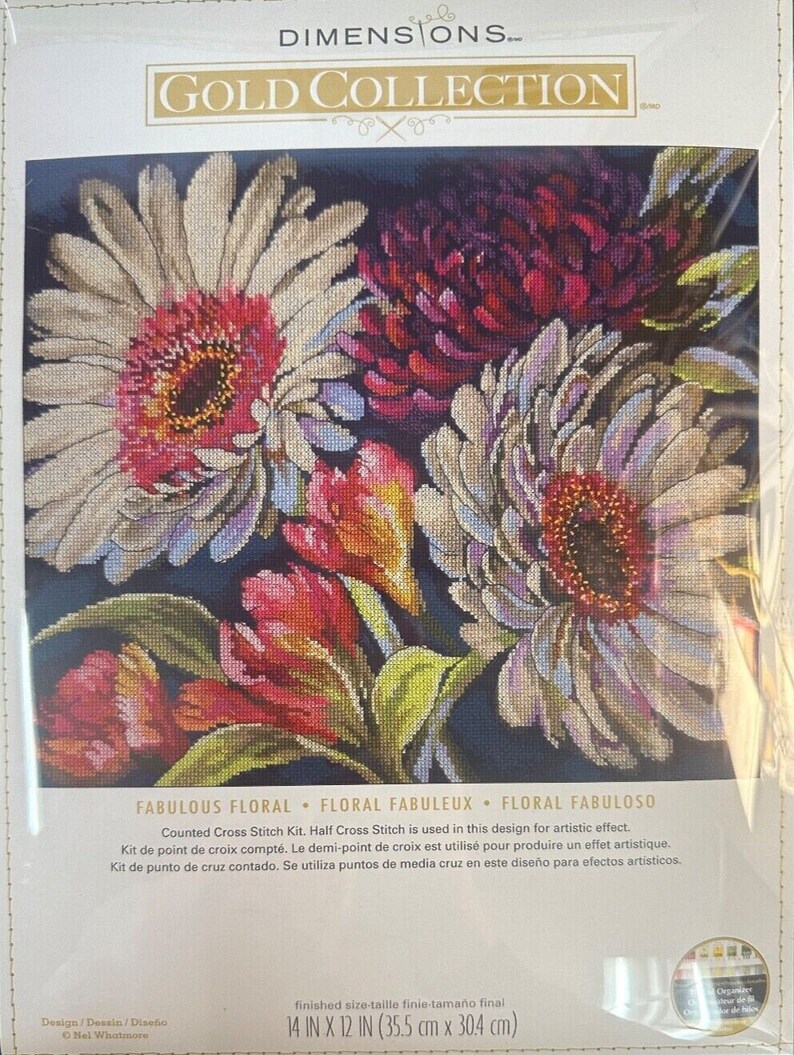 Dimensions Gold Collection Fabulous Florals Counted Cross Stitch Kit ...