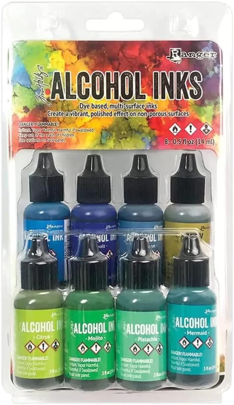 Ranger Tim Holtz Alcohol Ink Set 8 Pack Blues & Greens TAK76155 - Etsy