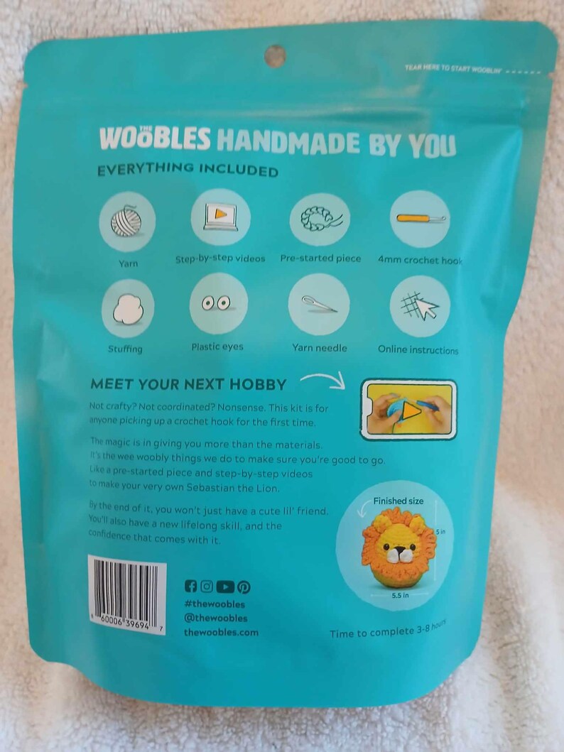 The Woobles Sebastian the Lion Learn to Crochet Kit for Beginners - Etsy