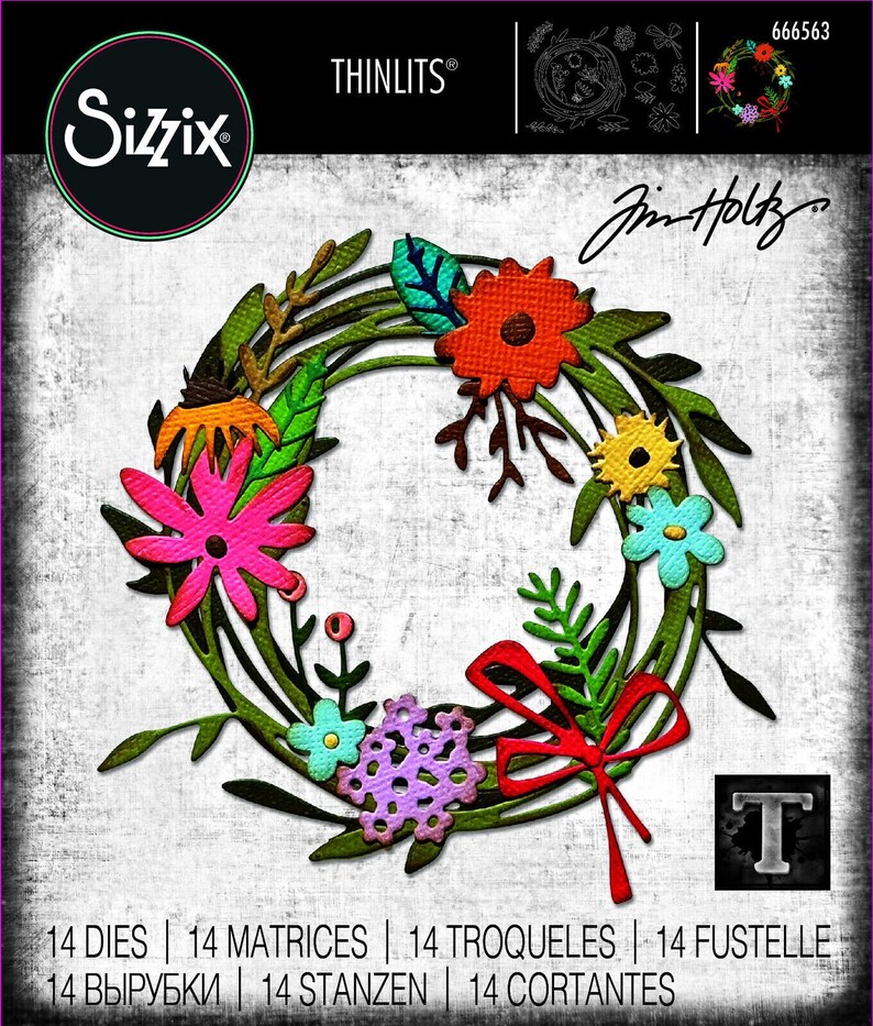 Sizzix Tim Holtz Thinlits Dies Vault Funky Floral Wreath 666563 - Etsy
