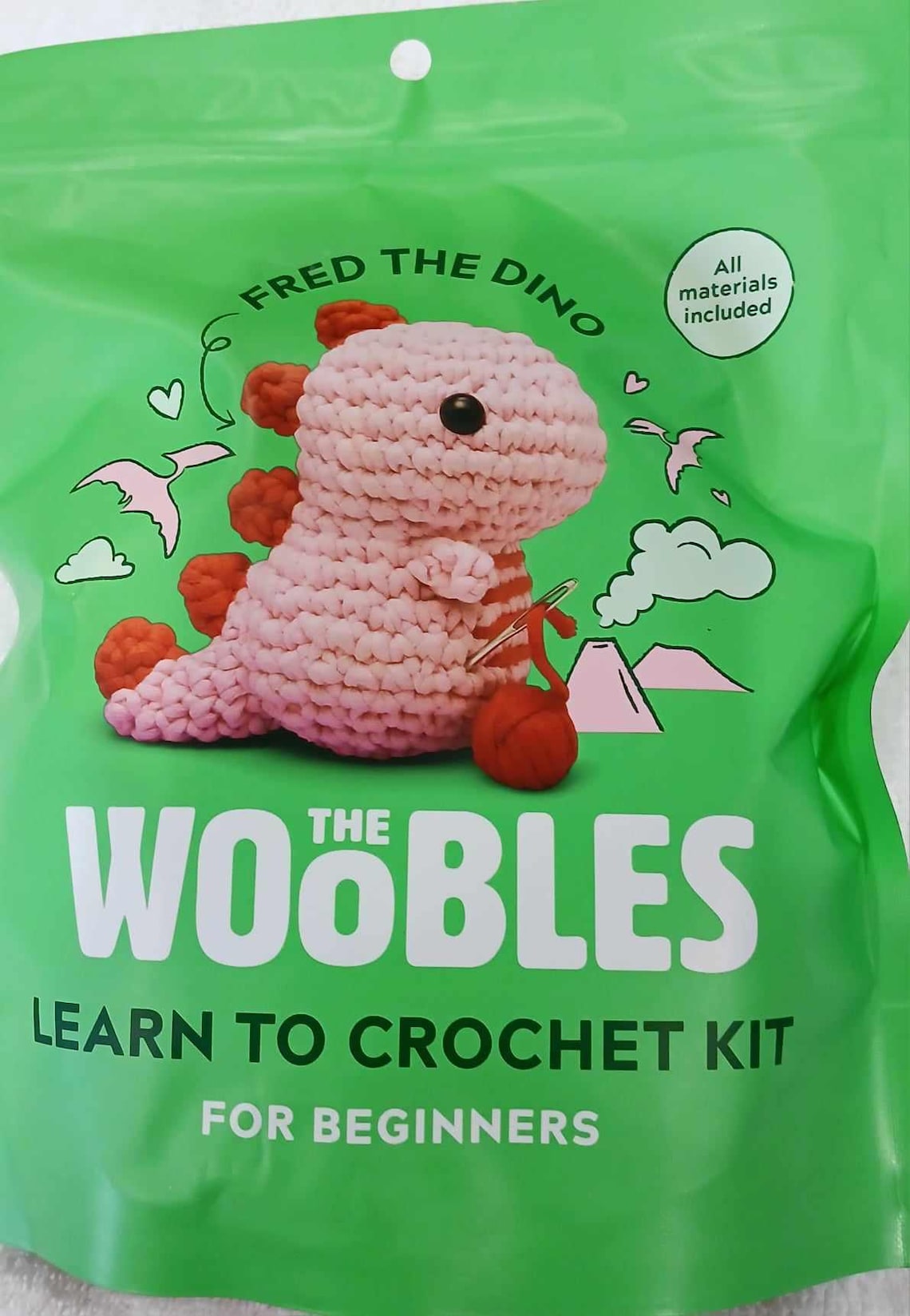 The Woobles FRED the DINO Pink Learn to Crochet Kit for Beginners - Etsy