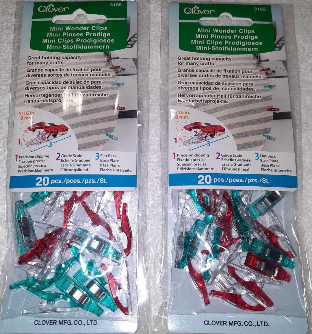 Clover Mini Wonder Clips 20 Pieces Assorted Item 3188 Lot of 2 Packs - Etsy