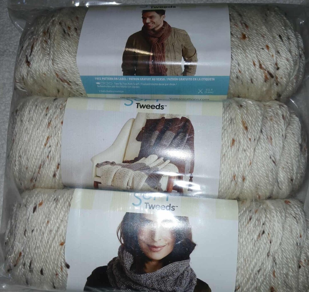 Caron Simply Soft Tweed Yarn Lot of 3 Skeins OFF WHITE #4 Medium ...