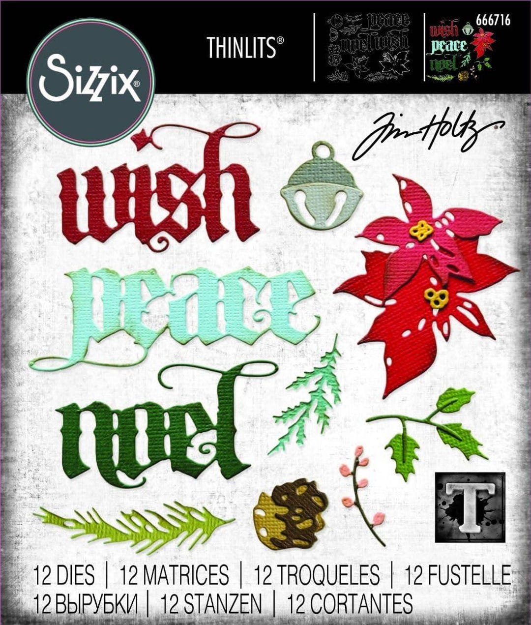 Sizzix Tim Holtz Thinlits Dies Vault HOLIDAY CLASSIC 666716 Christmas - Etsy