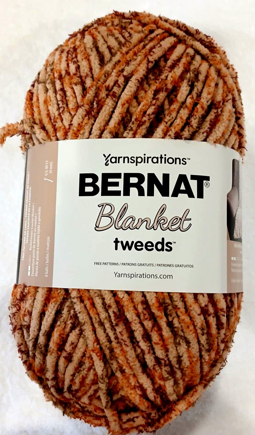 Bernat Baby Blanket Tweeds Sandy Tweed #6 Super Bulky 10.5 Oz Polyester ...