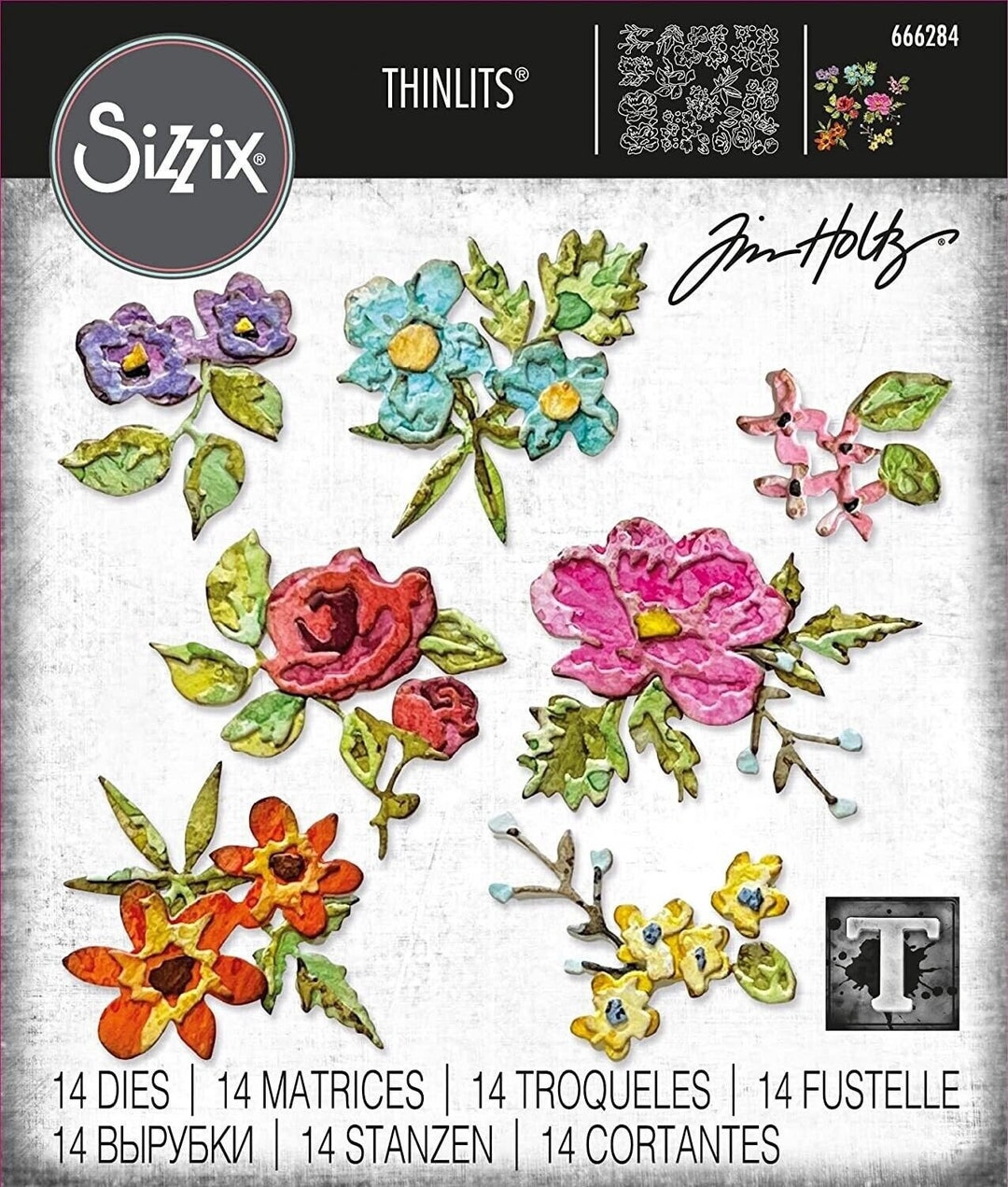 Sizzix Tim Holtz Thinlits Die BRUSHSTROKE FLOWERS MINI 666284 - Etsy