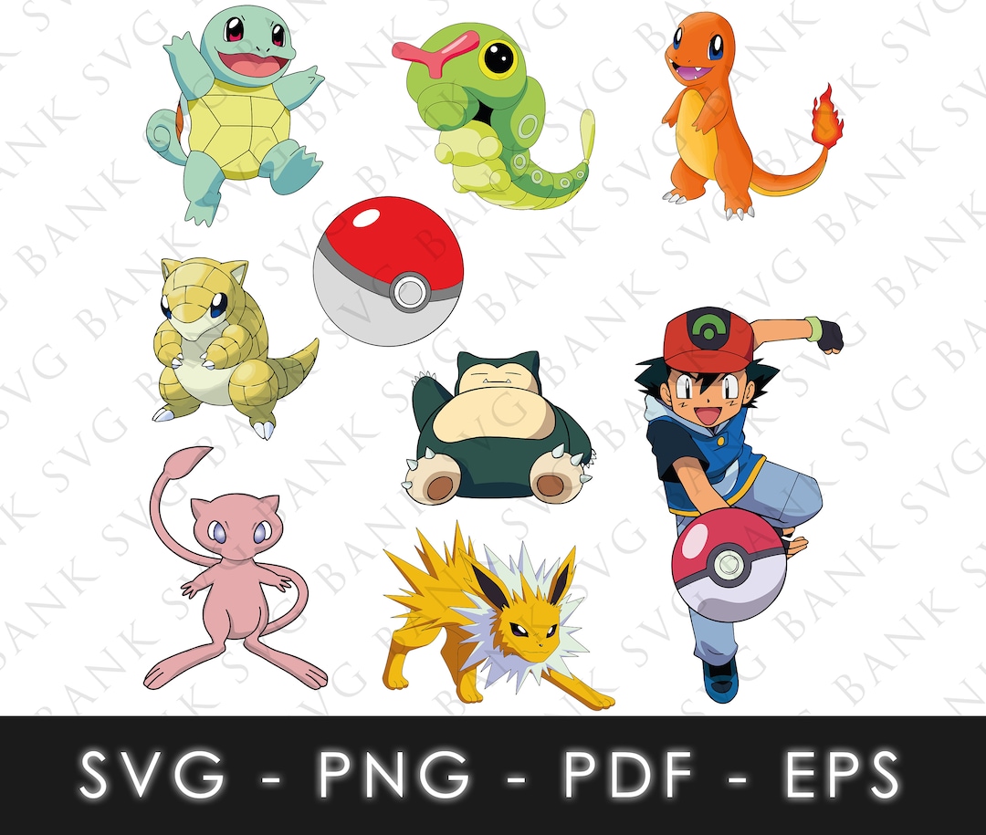 Pokemon SVG, Pokemon Vector, Pokemon SVG Bundle, Pikachu Digital ...