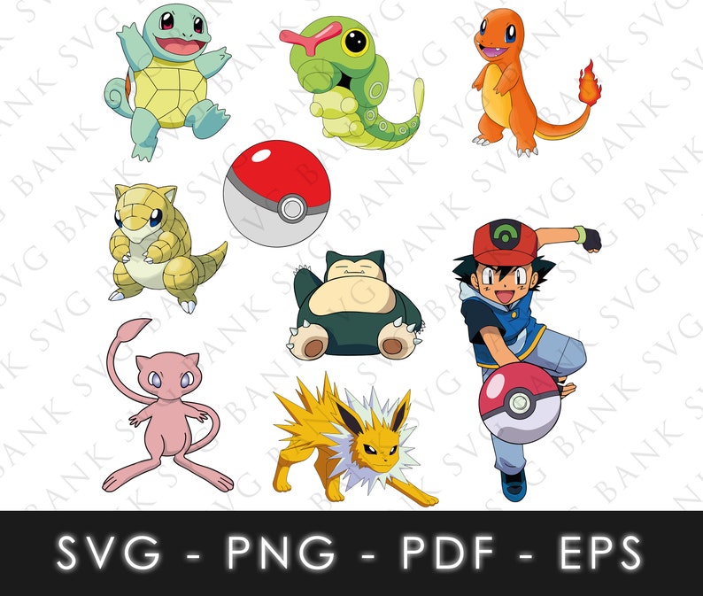 Pokemon SVG, Pokemon Vector, Pokemon SVG Bundle, Pikachu Digital ...
