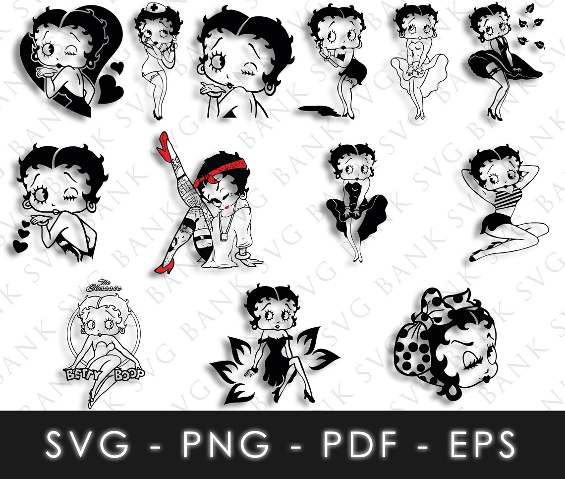 Betty Boop SVG, Betty Boop Silhouette SVG, Betty Boop Vector, Betty ...