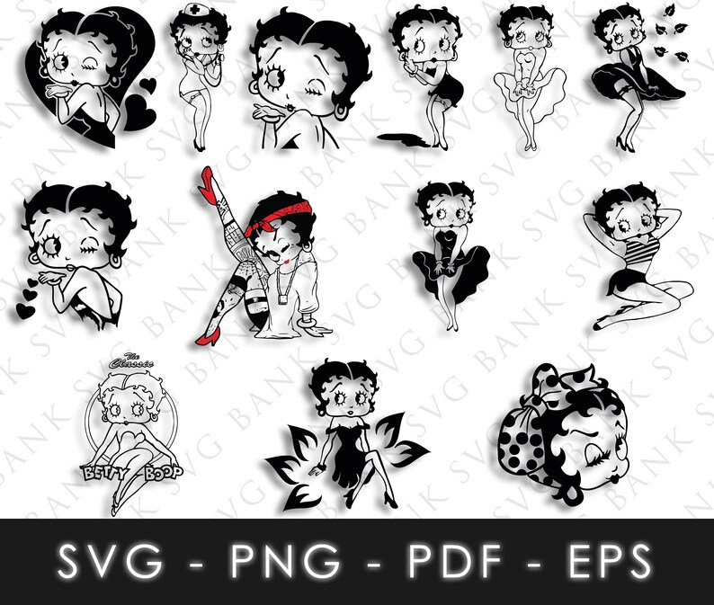Betty Boop SVG, Betty Boop Silhouette SVG, Betty Boop Vector, Betty ...