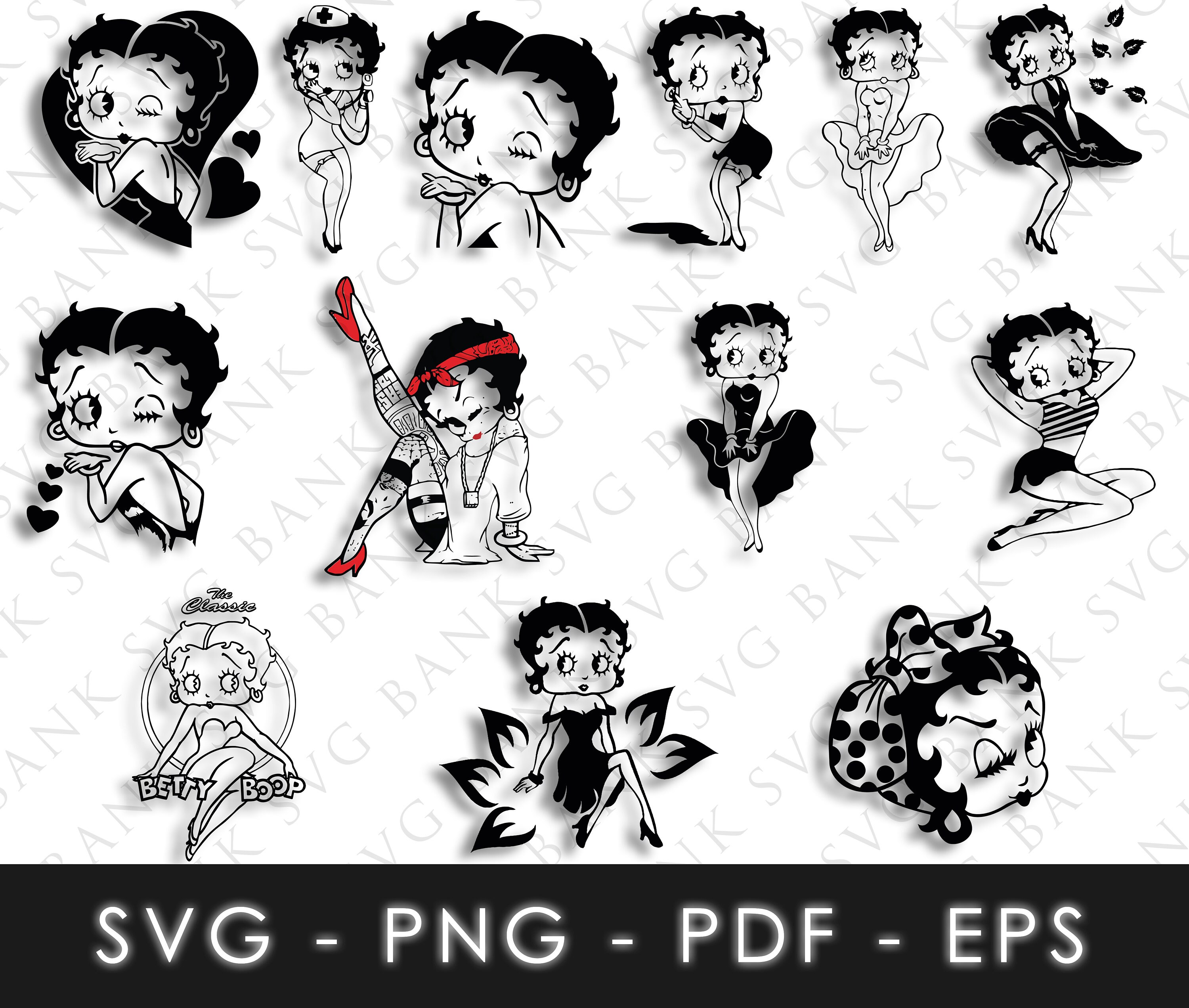 Betty Boop SVG, Betty Boop Silhouette SVG, Betty Boop Vector, Betty ...