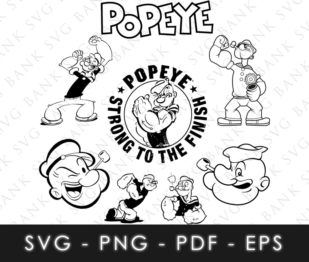 Popeye SVG, Popeye Vector, Popeye Silhouette Svg, Popeye Silhouette ...