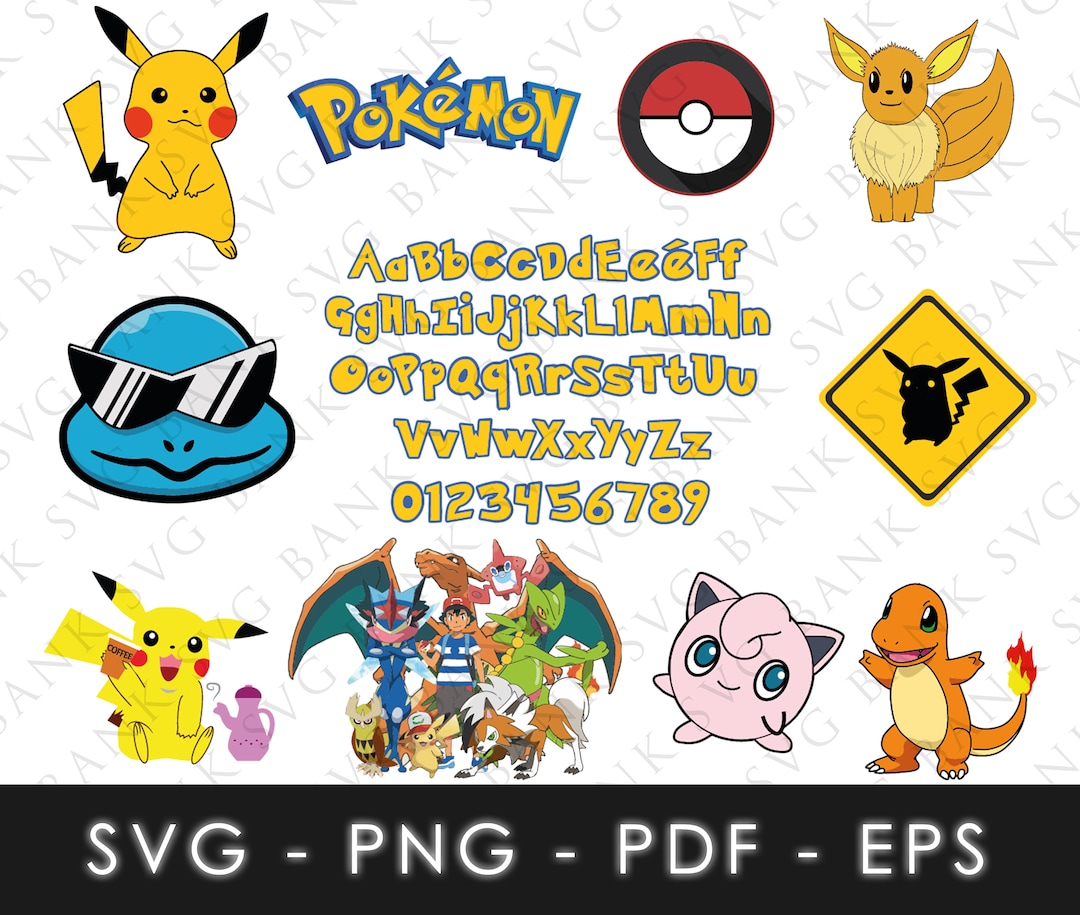 Pokemon SVG, Pokemon Vector, Pokemon SVG Bundle, Pokemon Font SVG ...